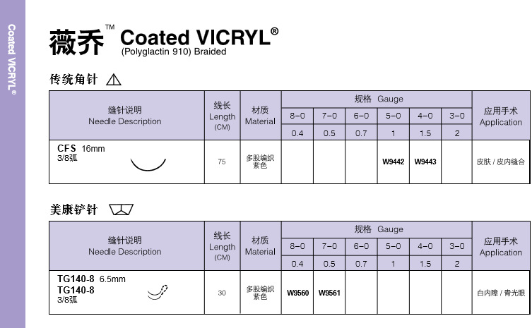 强生 薇乔线 VICRYL 8-0 W9560 白内障 青光眼专用可吸收缝合线价格_品牌:强生-丁香通