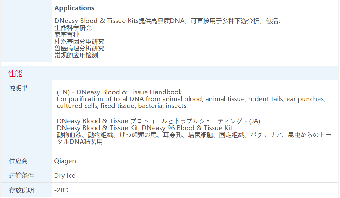 Qiagen 血液/组织基因组DNA提取试剂盒 DNeasy Blood & Tissue Kit 价格_品牌:Qiagen-丁香通