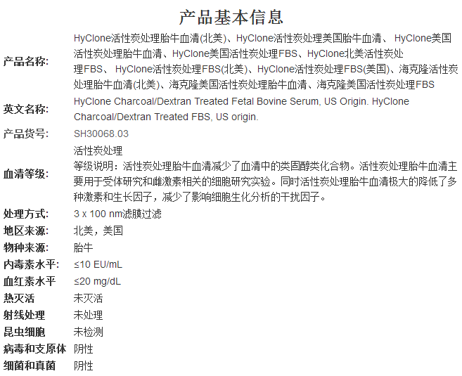 Hyclone活性炭处理胎牛血清SH30068.03价格,详情介绍-960化工网 – 960化工网