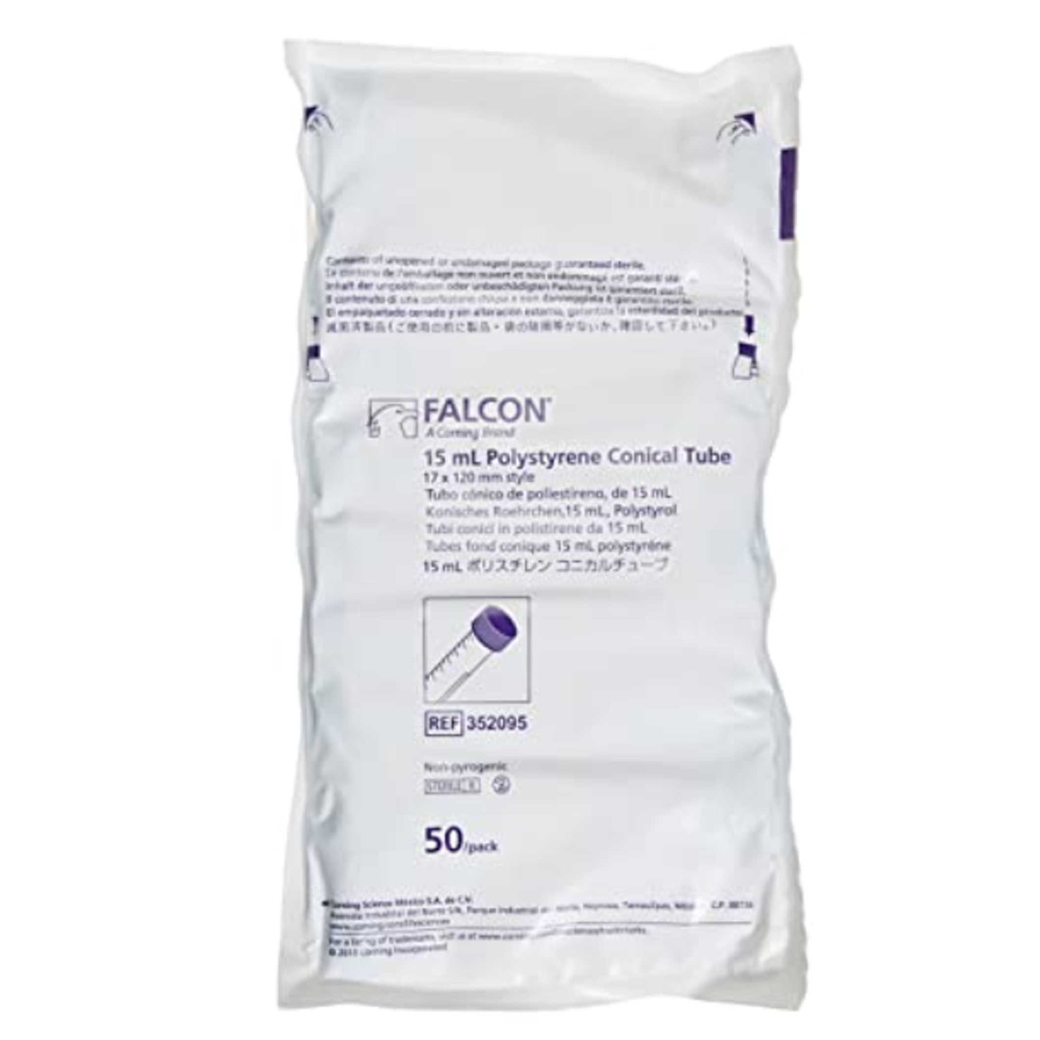 Corning Falcon 352095 15ml聚苯乙烯离心管，锥形底，带圆顶密封螺帽， 无菌，50/袋，500/箱,现货价格,详情介绍 ...