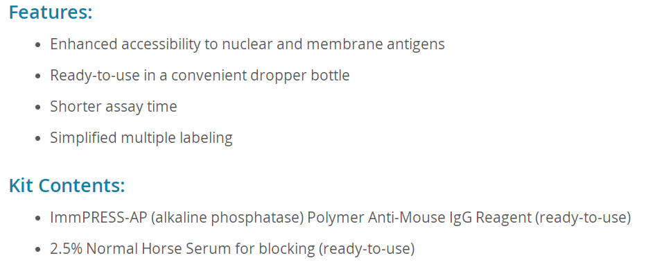 ImmPress AP anti Mouse Ig Kit 50 ml马抗小鼠IgG聚合物检测试剂盒，AP系统价格,详情介绍-960化工网 – ...
