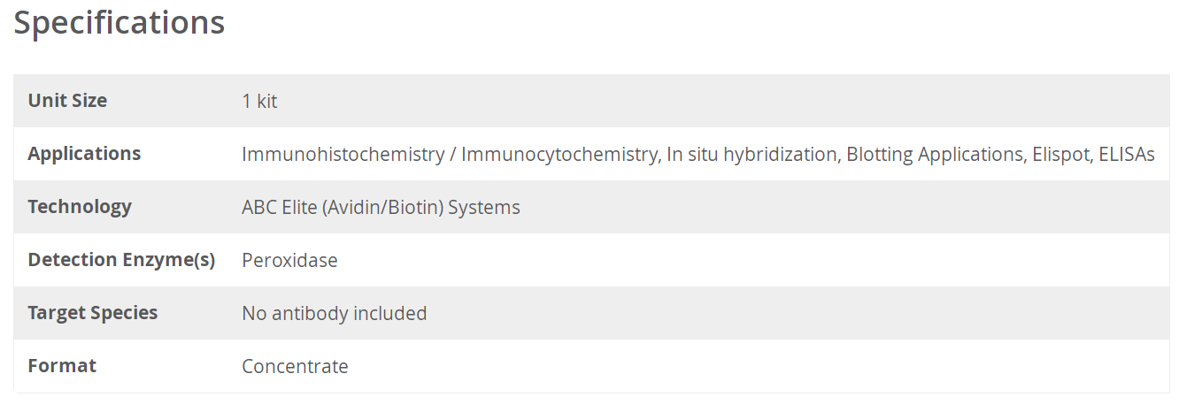 Vectastain Elite ABC Kit (Standard)Vectastain Elite ABC-HRP免疫组化试剂盒（标准 ...