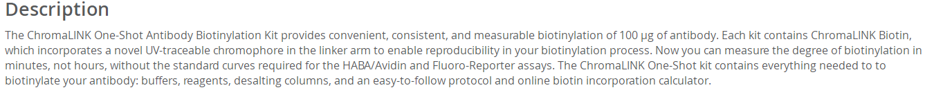 ChromaLINK ONE-SHOT ANTIBODY BIOTINYLATION KIT生物素-抗体标记试剂盒价格,详情介绍-960化工网 ...