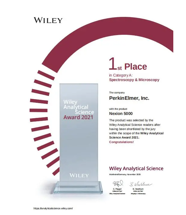 珀金埃尔默 NexION® 5000 ICP-MS 荣获 2020 检验检测认证认可行业年度风云榜·仪器设备十大新锐产品-公司新闻-Revvity