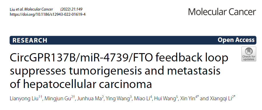 客户文章丨 Mol Cancer IF 41.44！Arraystar 环状 RNA 表达芯片助力环状 RNA 调控肝癌 m6A 修饰机制研究 - 企业动态 - 丁香通