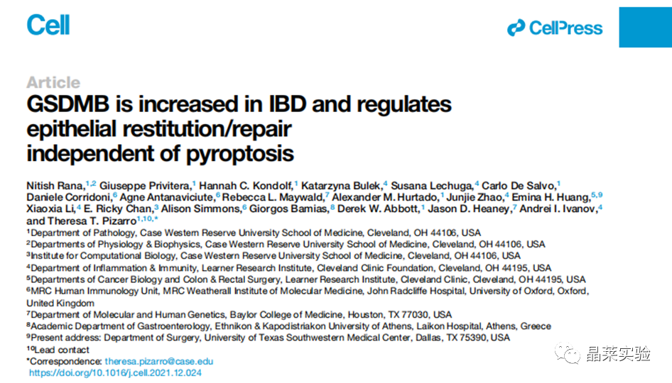 国自然热点“细胞焦亡”之 GSDMB不依赖于焦亡来调节上皮的修复-技术资料-晶莱生物