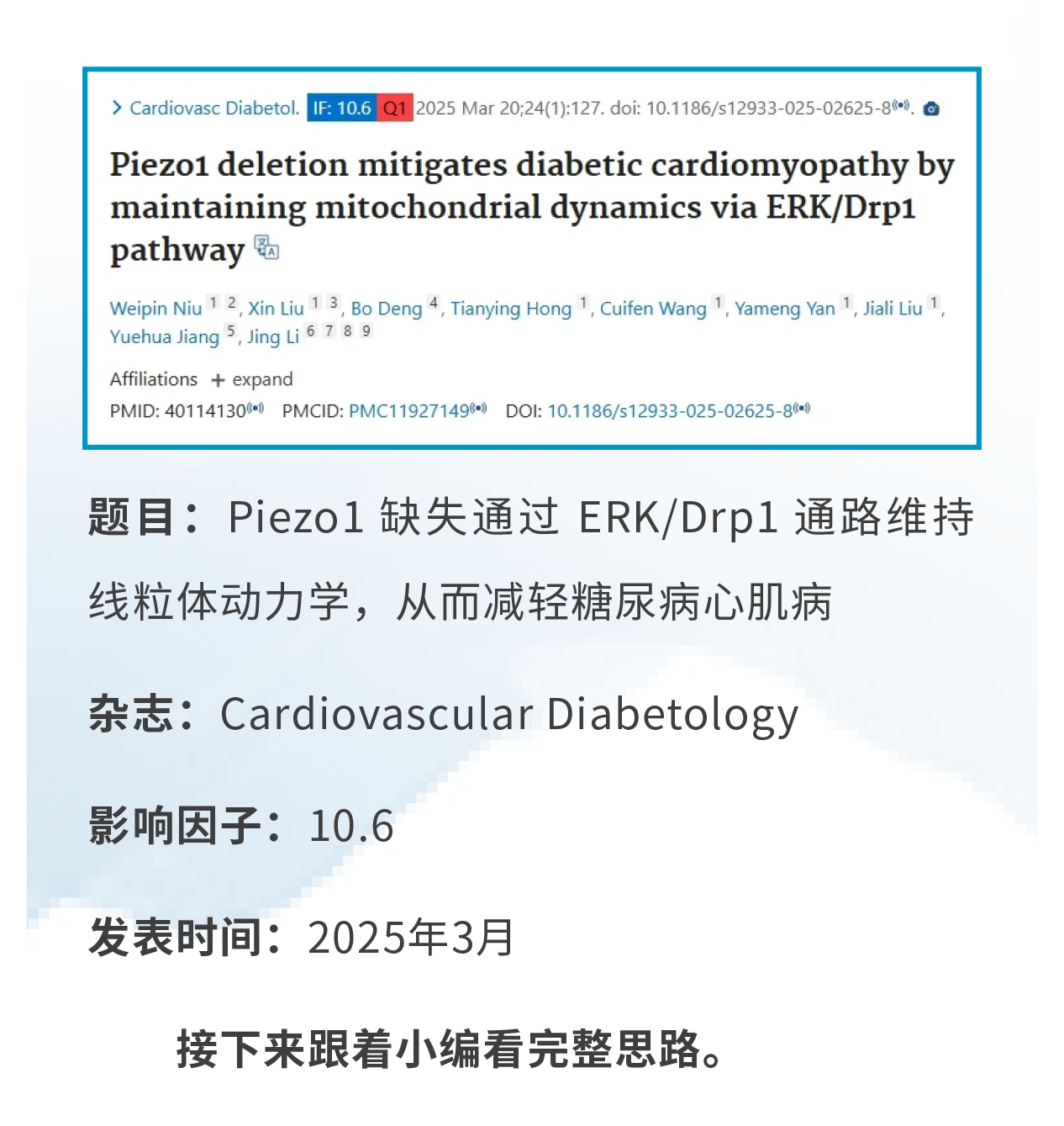Piezo1喜登双科顶刊！"表型+分子+机制+干预"，山东中医药大学首揭Piezo1通过线粒体动态调控改善糖尿病心肌病~-公司新闻-杭州铂赛生物科技有限公司
