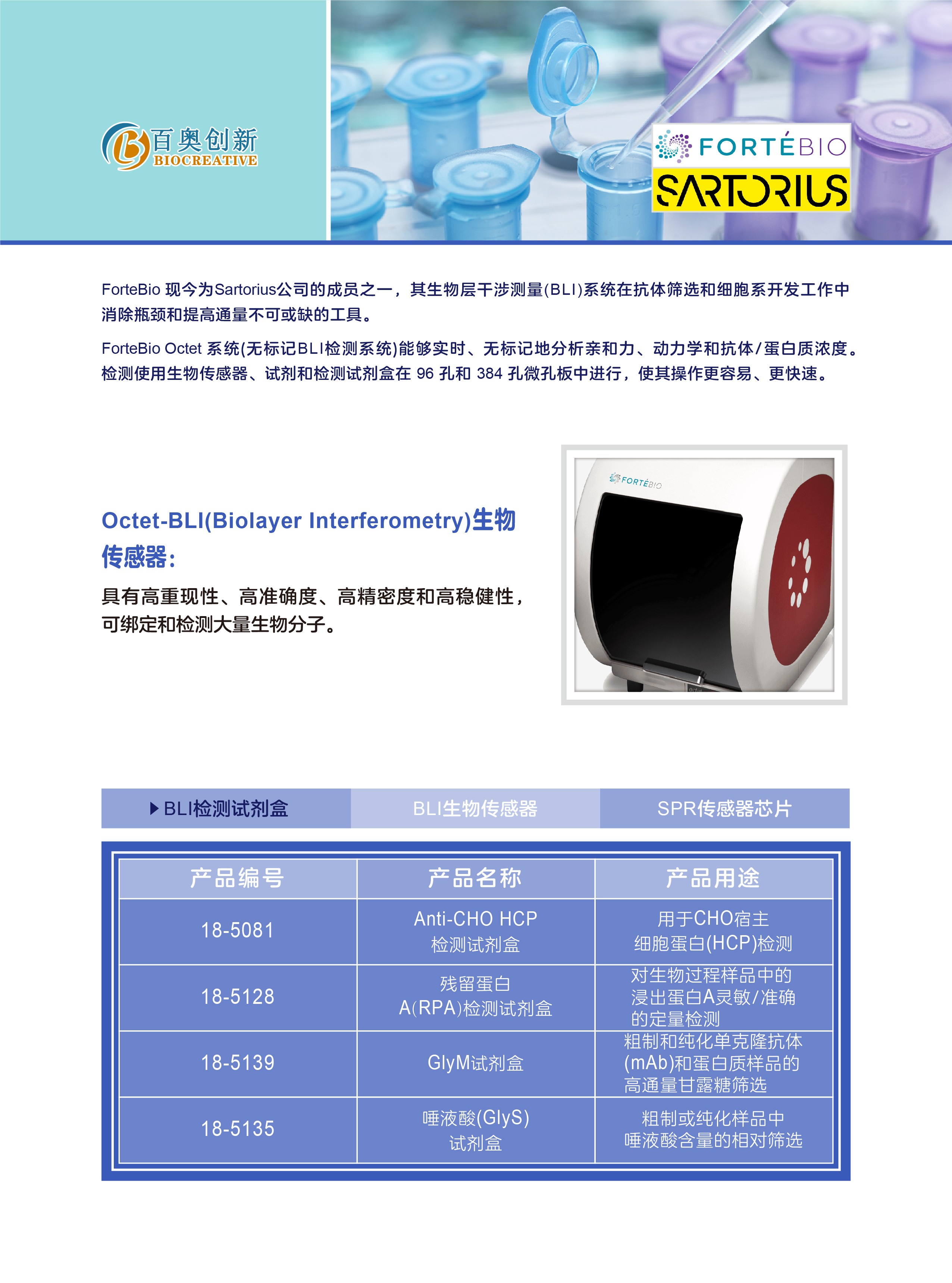 公司主营产品系列：ForteBio BLI检测试剂盒、生物传感器及其芯片 - 企业动态 - 丁香通